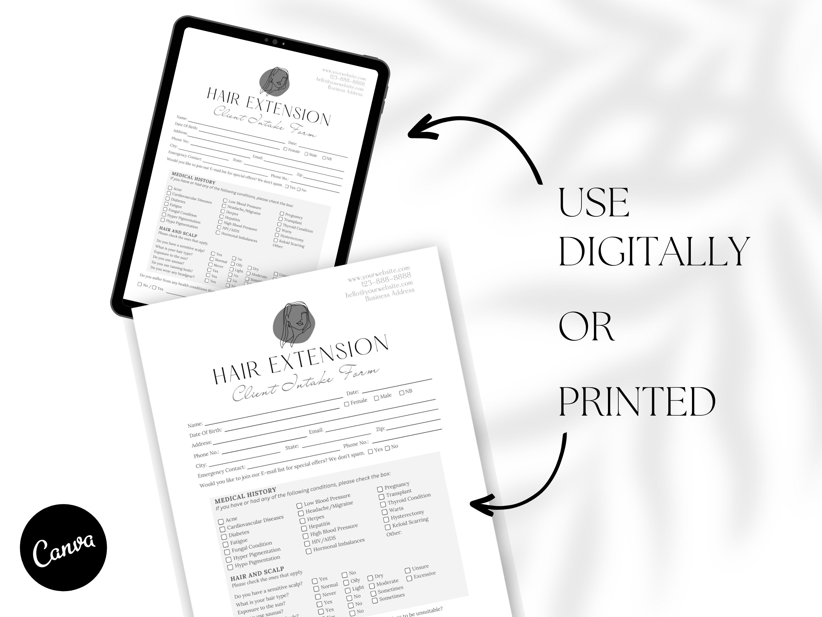 Hair Extension Service Contract Template: Salon Forms (canva Editable ...