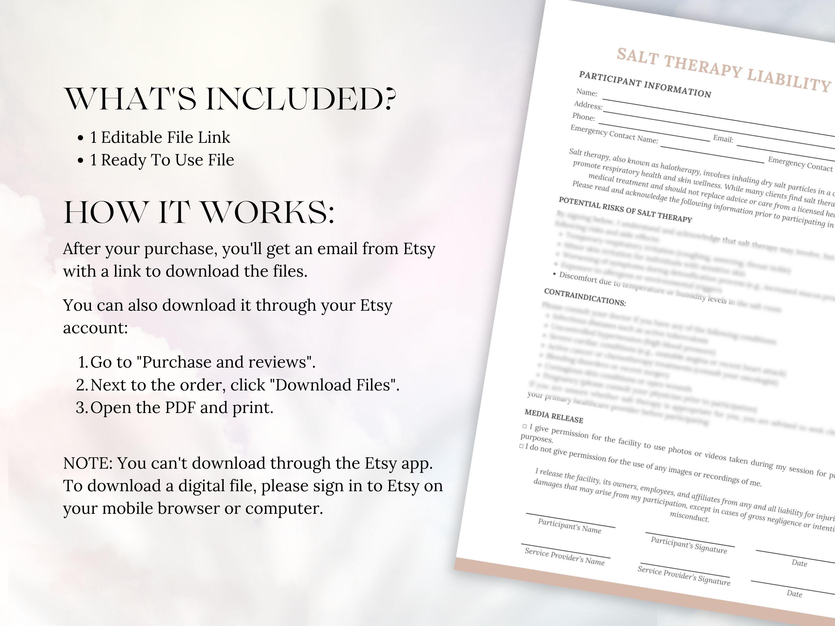 Salt Therapy Waiver Template: Halotherapy Consent Form (digital ...