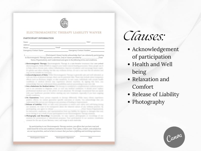Electromagnetic Therapy Liability Waiver Template: PEMF Consent Form ...