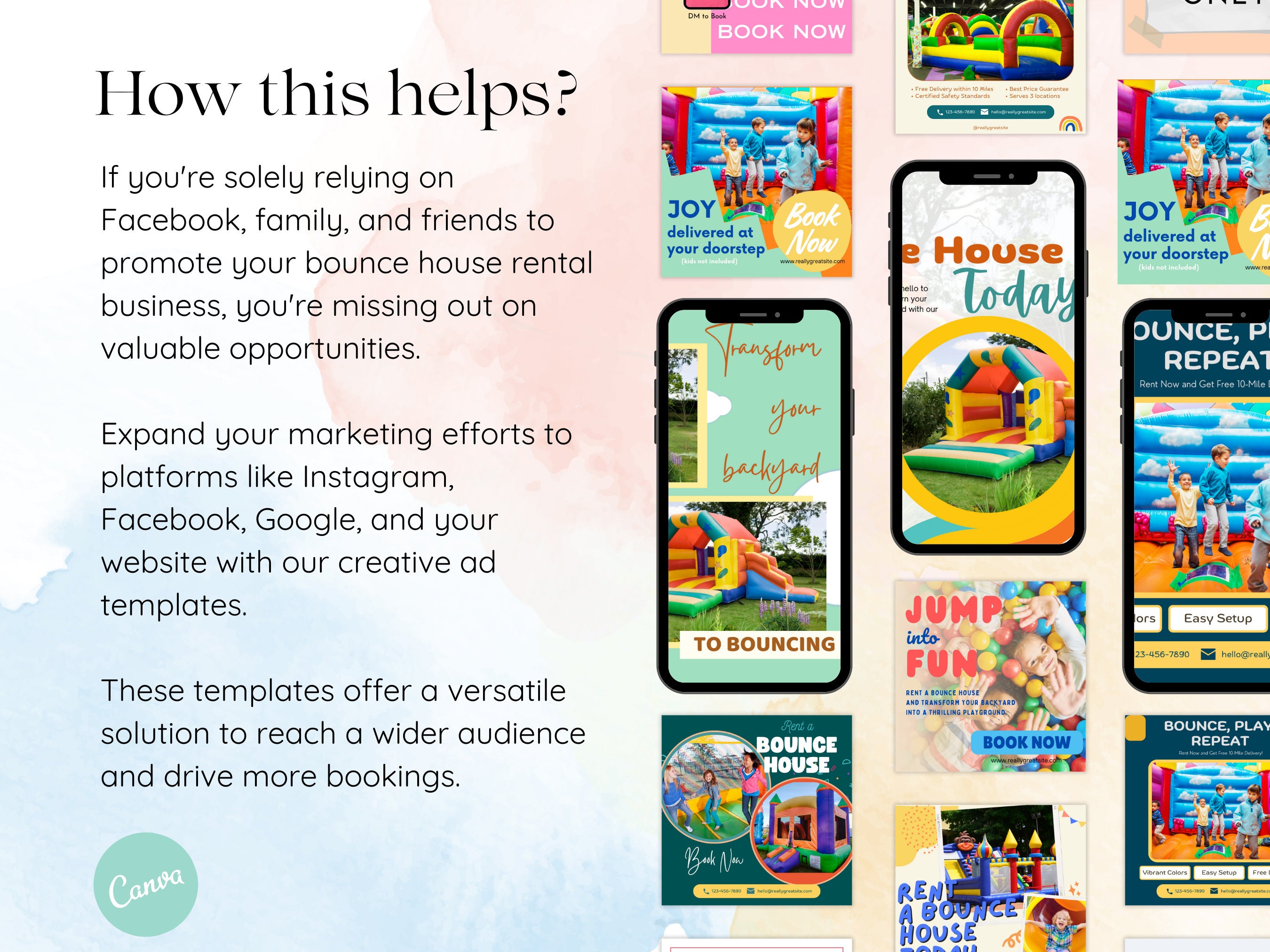 Bounce House Rental Ads: Marketing Templates for Facebook, Instagram ...