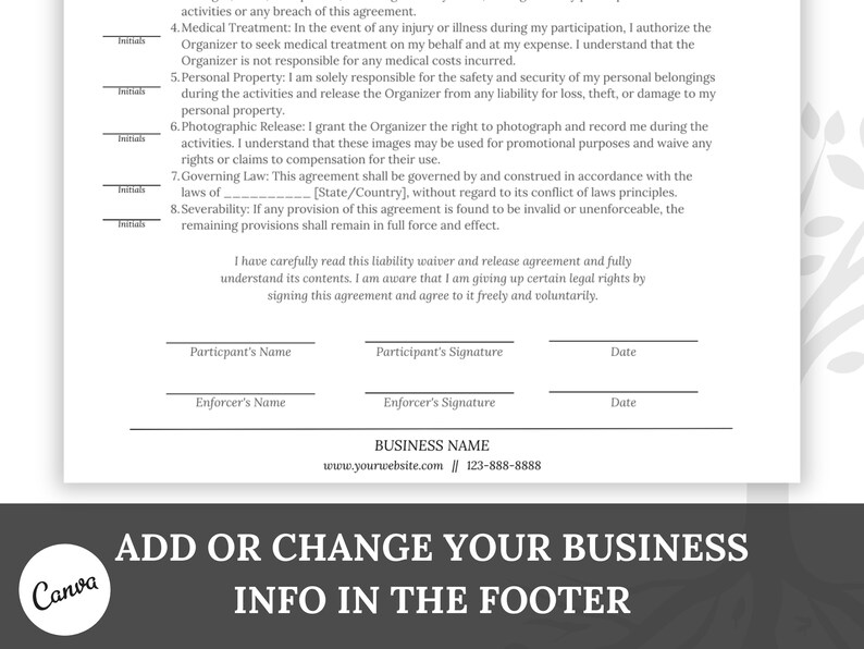 Liability Waiver Template: All Purpose Release Form (digital Download ...