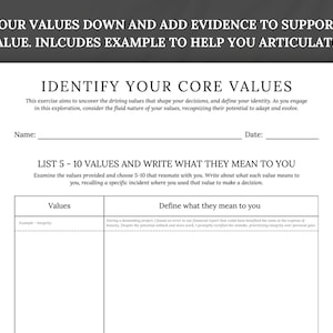 Core Values Worksheet: Self-reflection Exercise (PDF) - Etsy