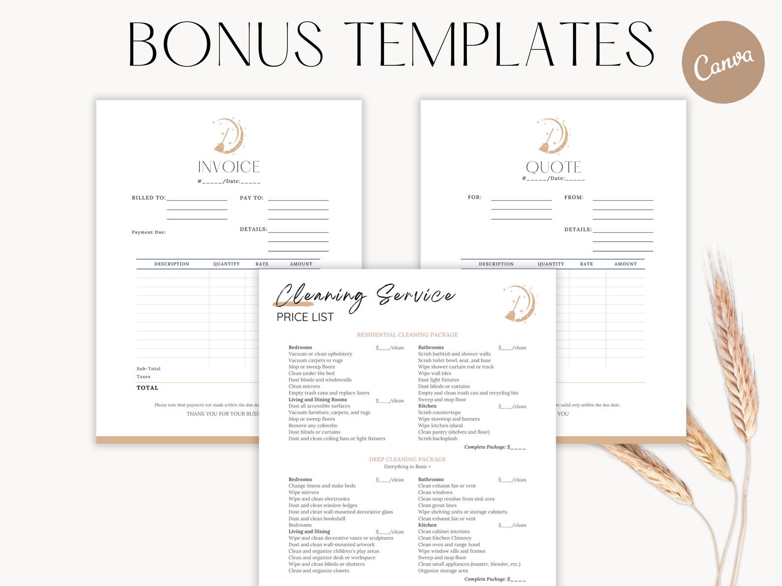 Ready to Print Cleaning Service Forms for Cleaners, Maids, Janitor ...