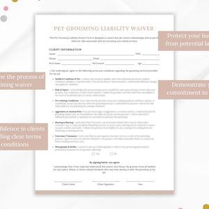 Pet Grooming Waiver Template: Editable Salon Consent Form (digital ...