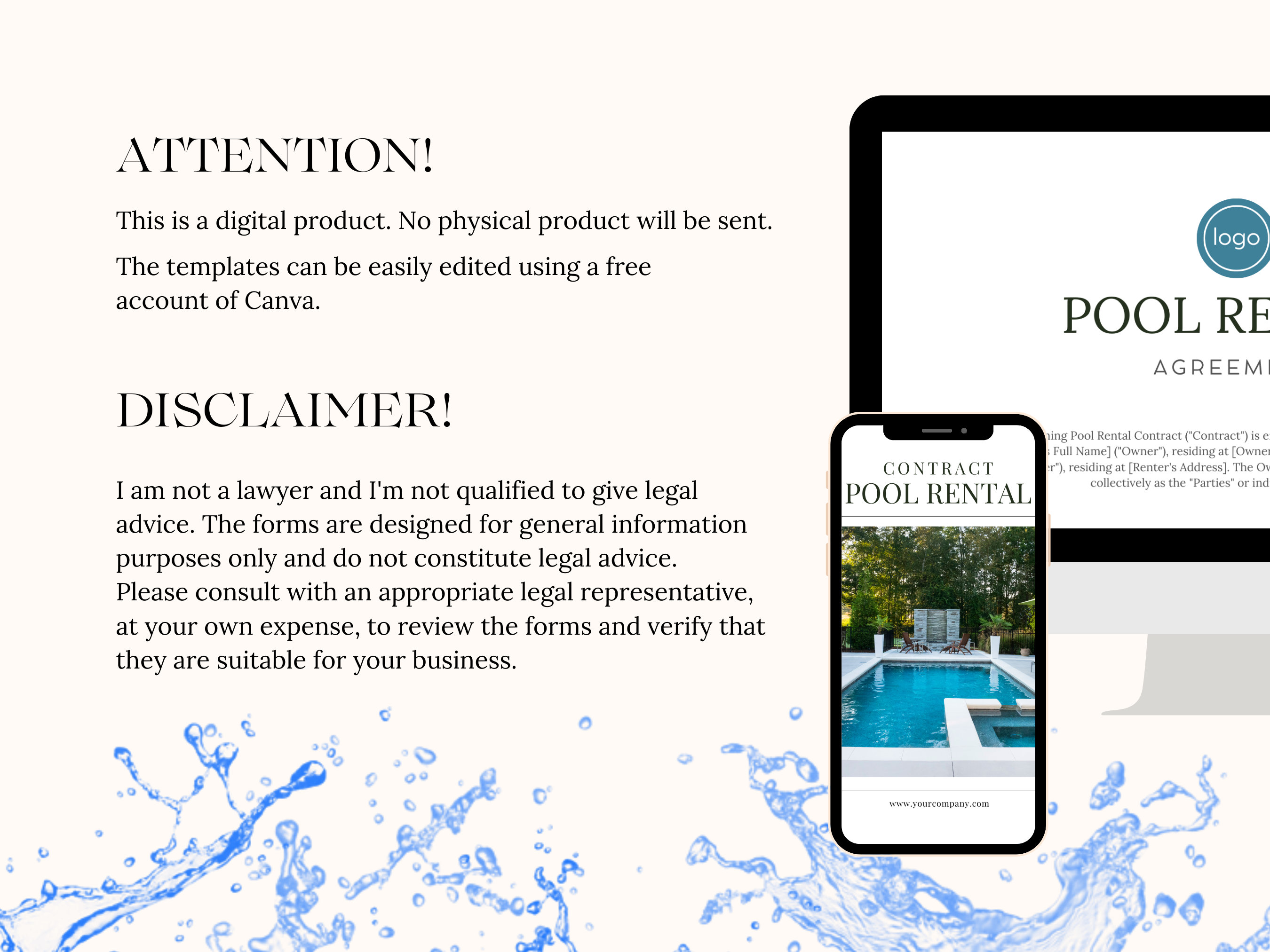 Swimming Pool Rental Contract & Liability Waiver (digital Download) - Etsy