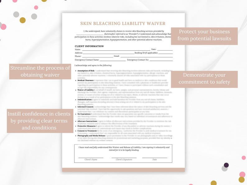 Skin Bleaching Liability Waiver Template: Beautician Forms (canva ...