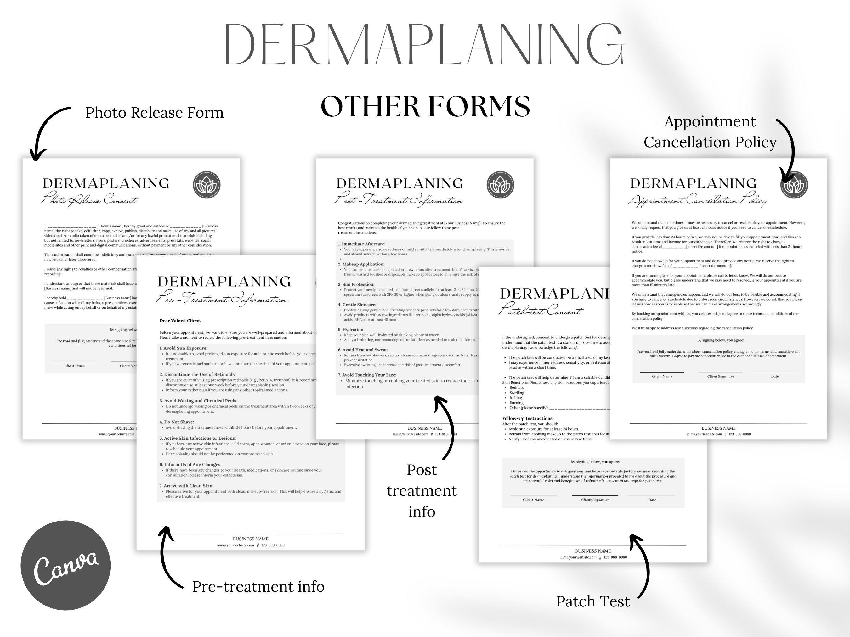 Dermaplaning Consent Form Bundle, Dermablading Forms Template, Patch ...