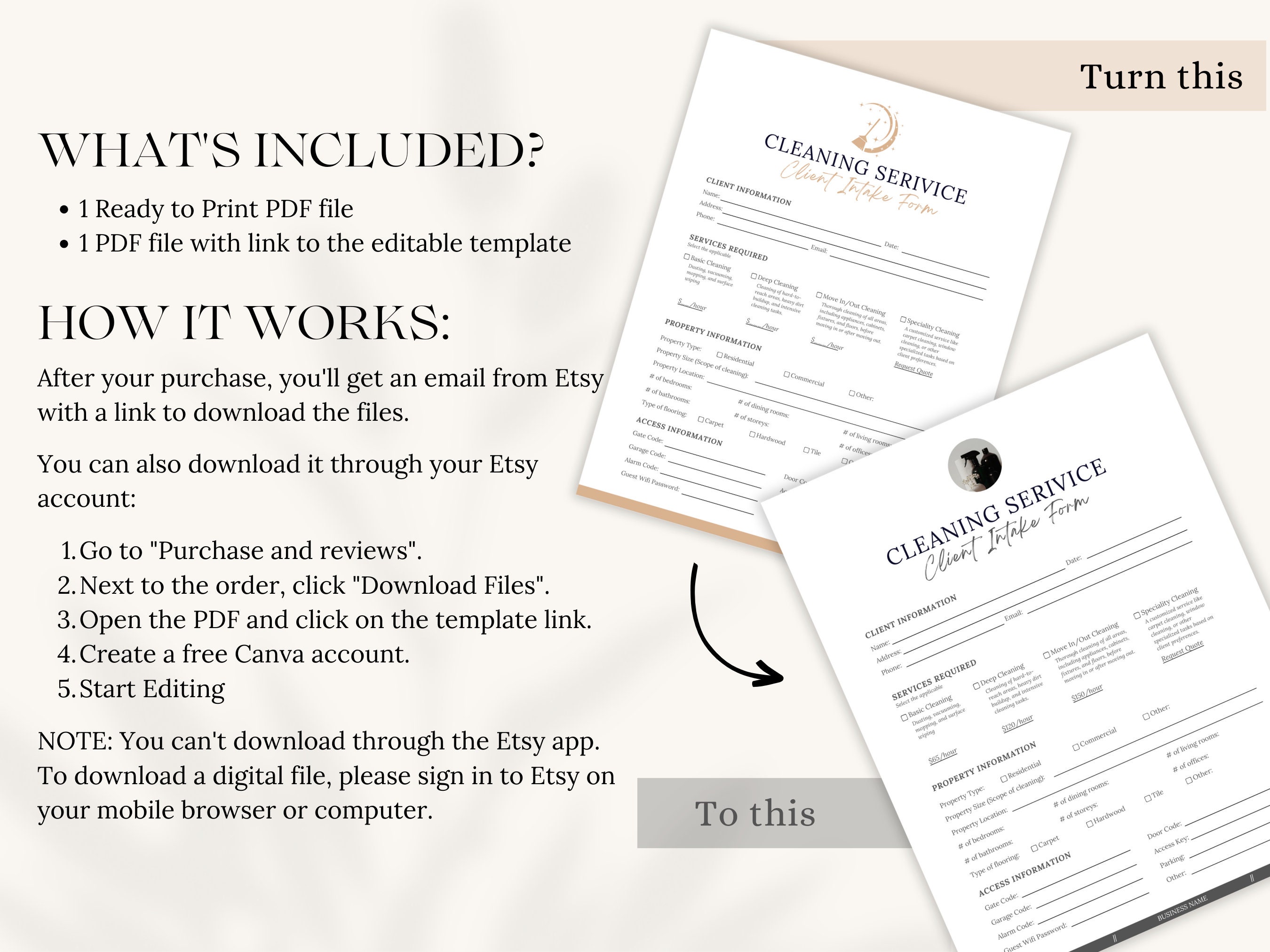 Ready to Print Cleaning Service Forms for Cleaners, Maids, Janitor ...