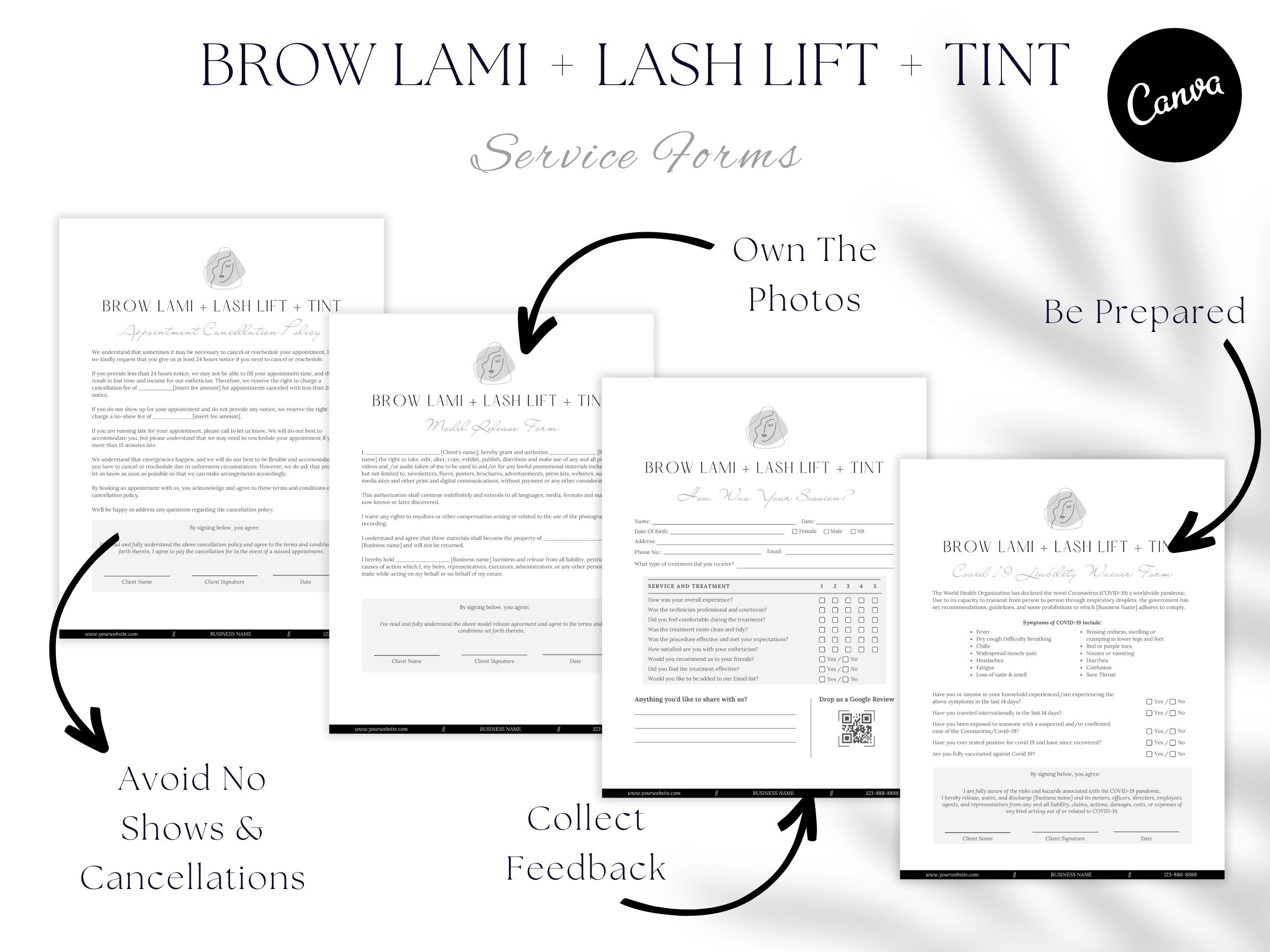 Brow Lami, Lash Lift, Tint Forms Bundle Client Consent Forms Tint Aftercare Cards Lash and Brow ...