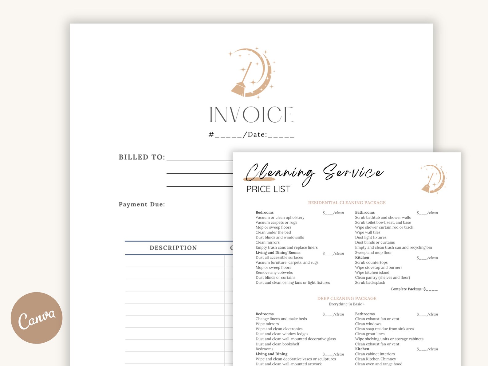 Ready to Print Cleaning Service Forms for Cleaners, Maids, Janitor ...