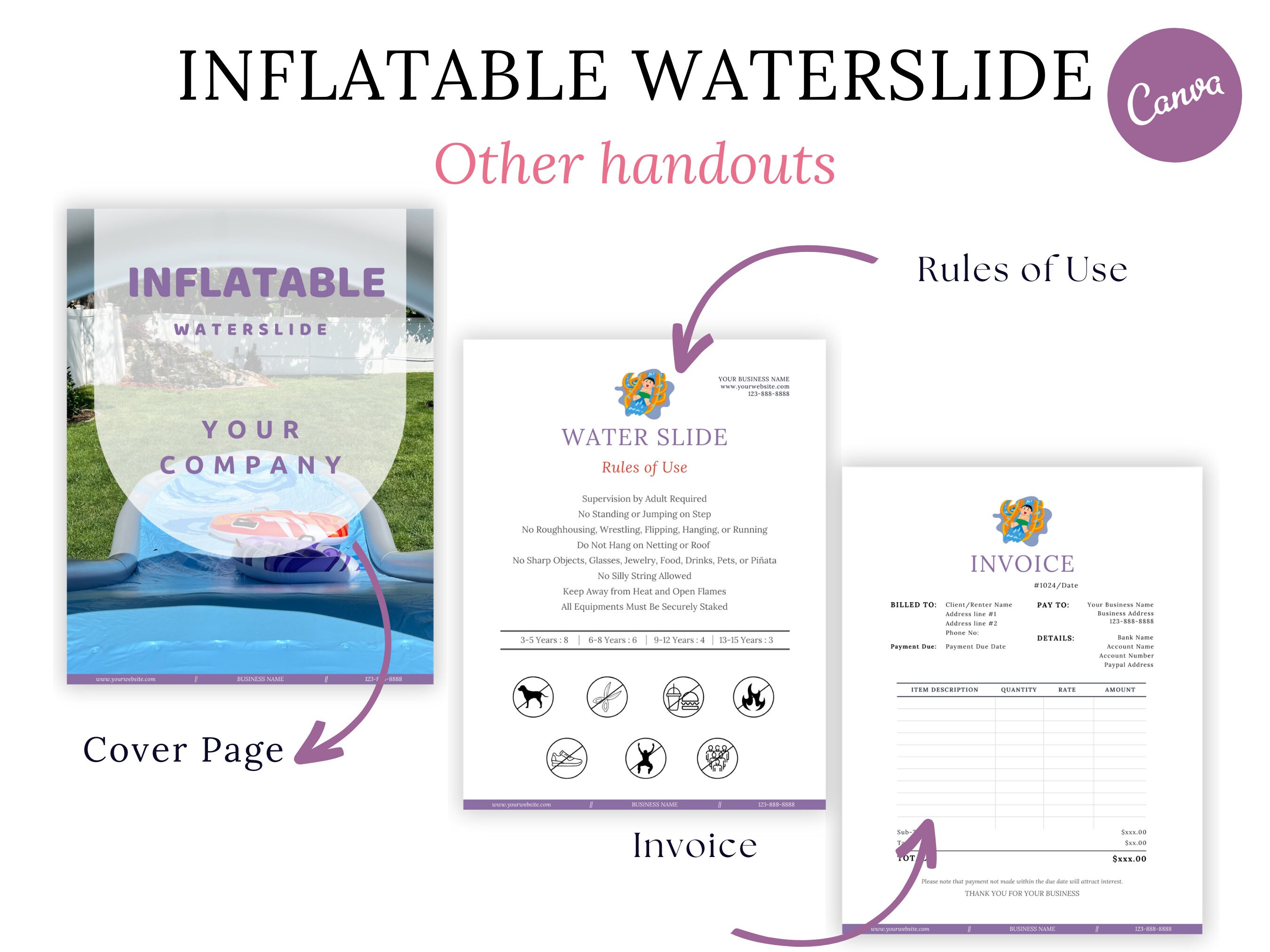 Inflatable Water Slide Rental Contract and Liability Waiver, Waterslide ...