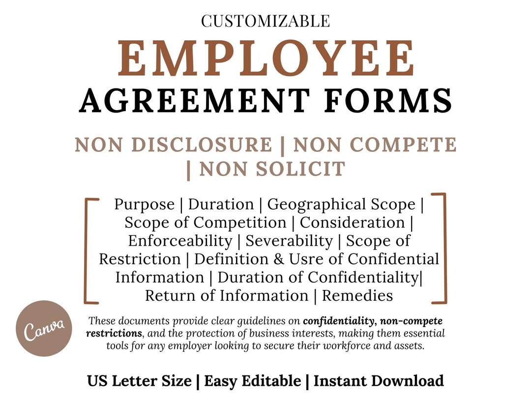 Custom Employee Agreement Forms, Non-compete, Non-solicit, Non ...