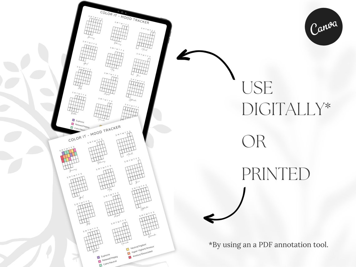 Printable 2024 Color It Mood Tracker, Mood Spectrum Journal, Emotion ...