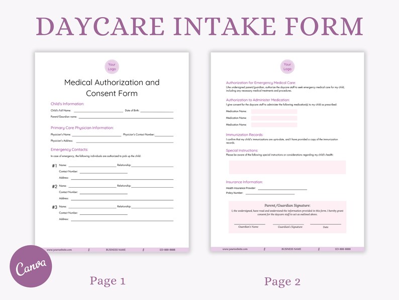 Daycare Business Starter Kit, Complete Daycare Forms Bundle, Printable ...