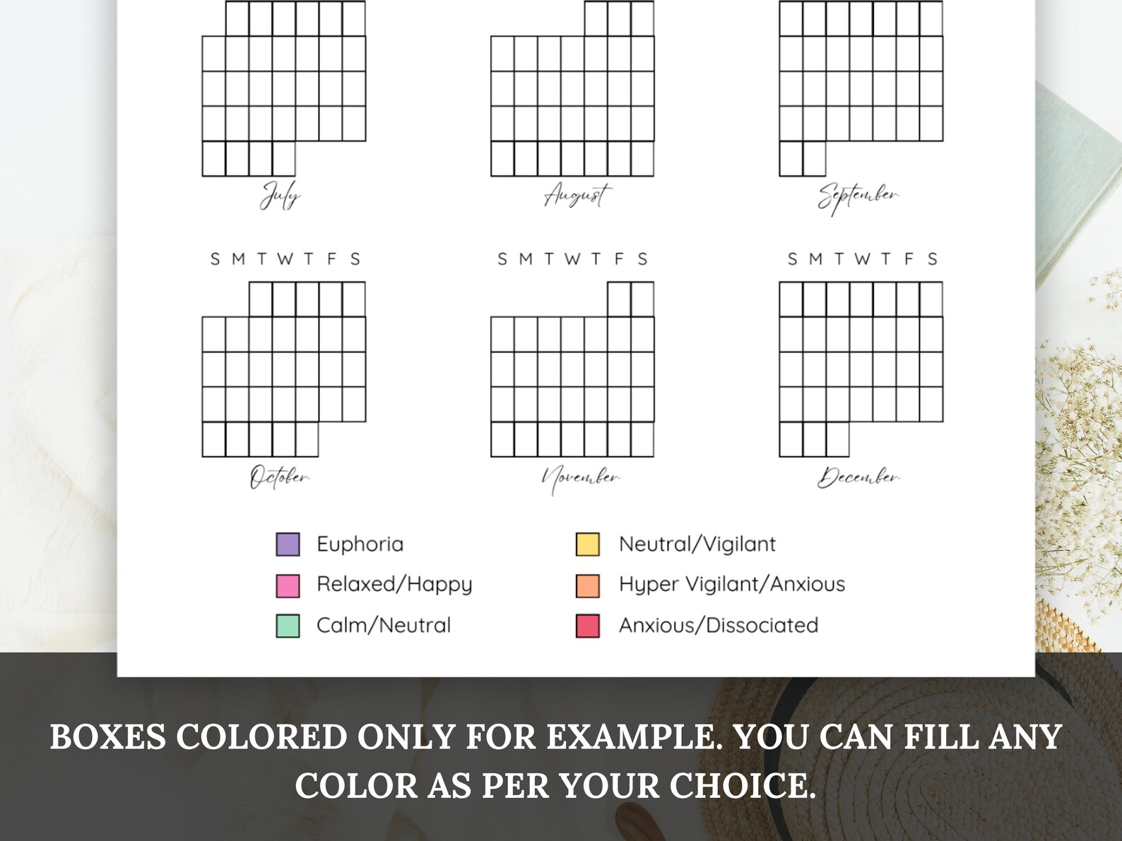 Printable 2024 Color It Mood Tracker, Mood Spectrum Journal, Emotion ...