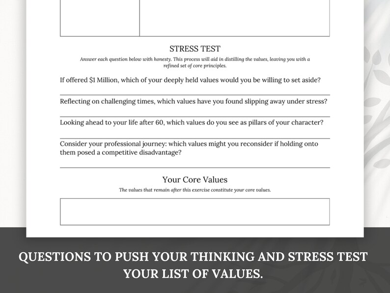 Printable Identify Core Values Worksheet, Self Exploration Worksheet ... Printable Identify Core Values Worksheet, Self Exploration Worksheet ...