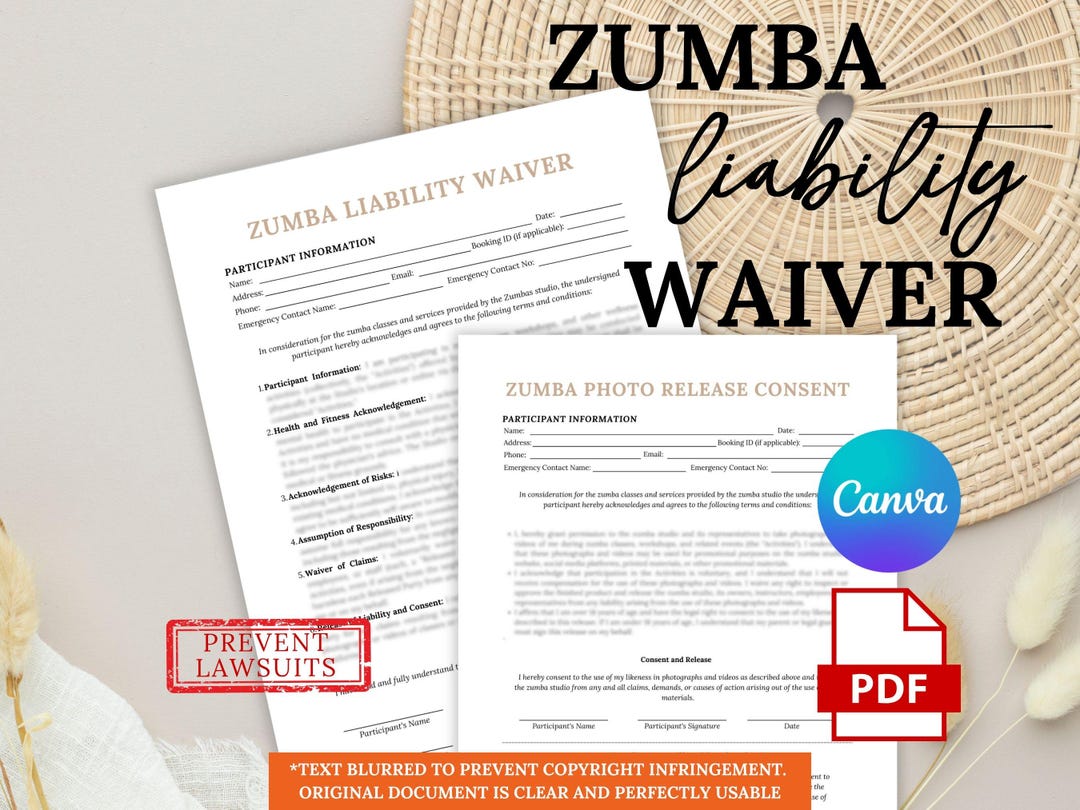 Customizable Zumba Liability Waiver & Photo Release (canva Template) - Etsy