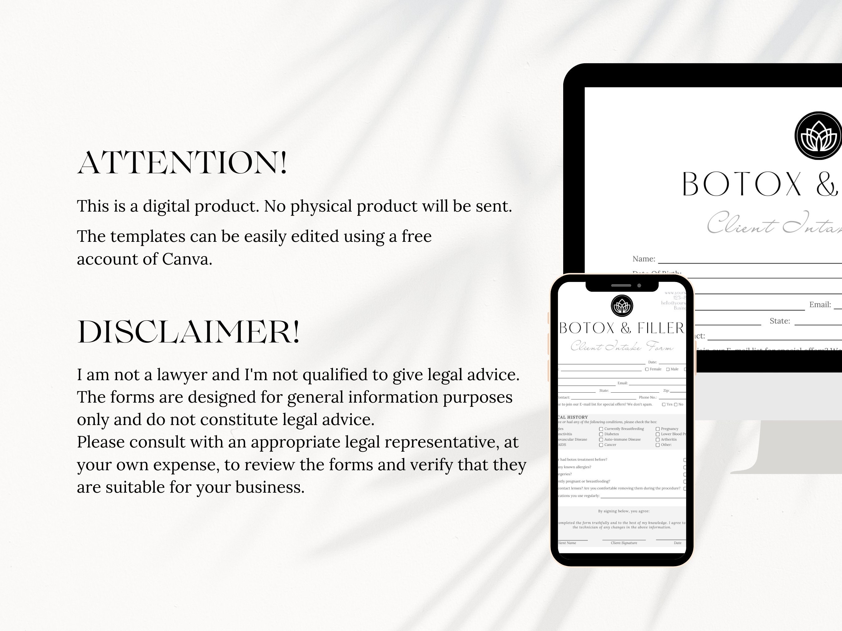 Facial Injectables Forms Bundle Botox and Dermal Filler Cosmetic Nurse ...