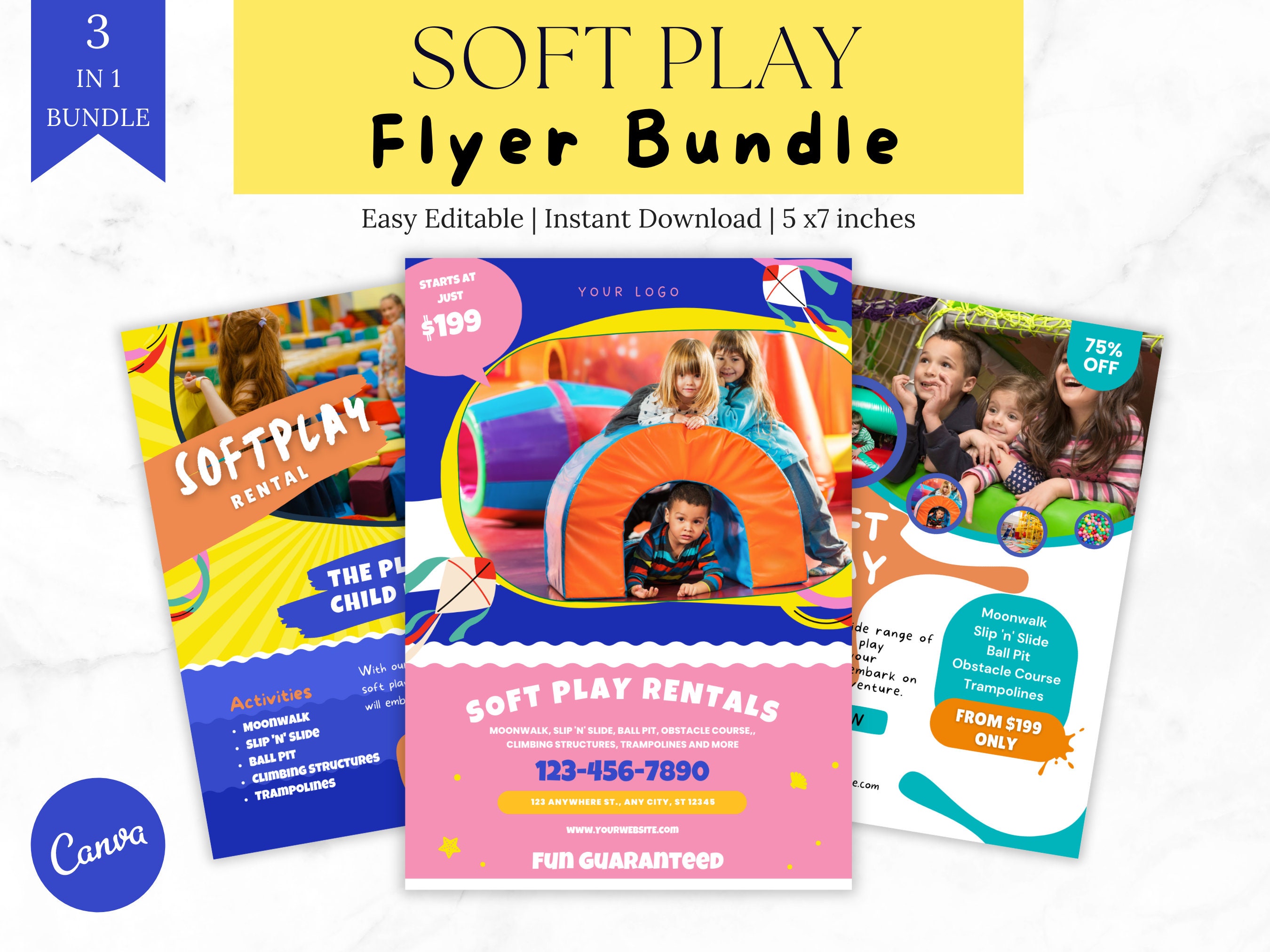 Soft Play Rental Flyer Indoor Playground Ball Pit Rental Flier Bounce ...