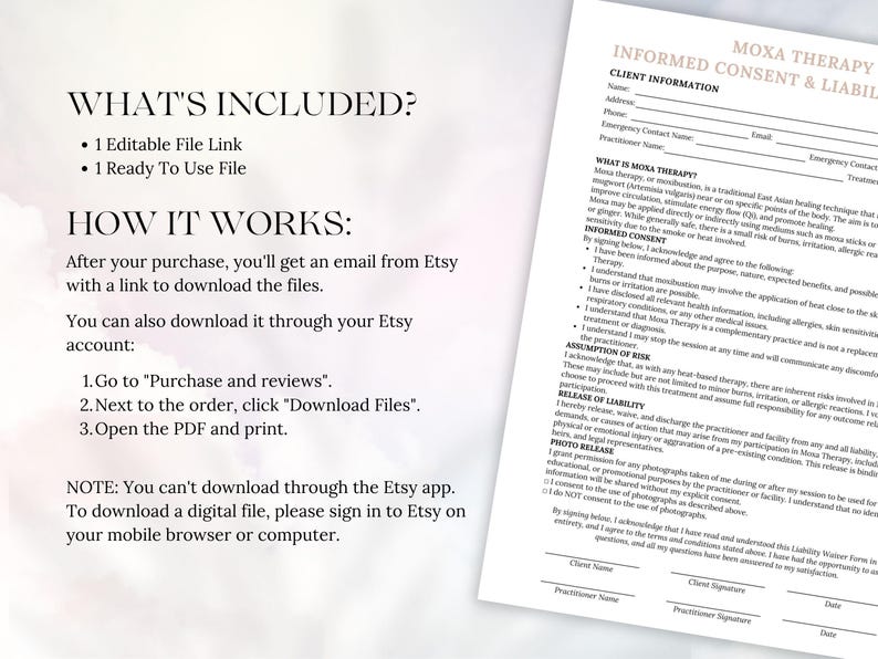 Printable Moxa Therapy Consent Form: Acupuncturist Liability Waiver ...