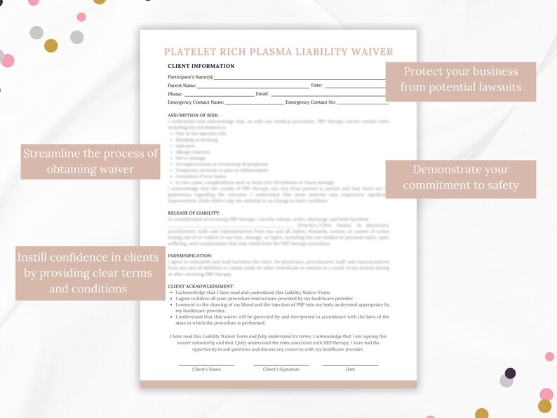 PRP Consent Form & Liability Waiver Template (digital Download) - Etsy