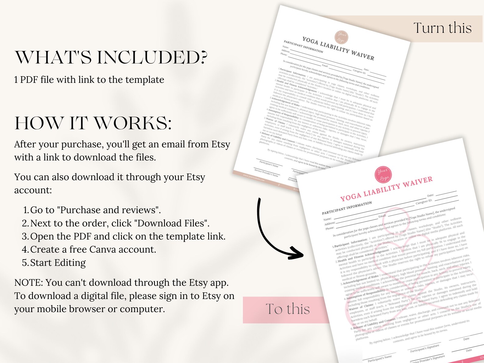 Yoga Liability Waiver Form, Yoga Photo Release Consent Form, Yoga ...