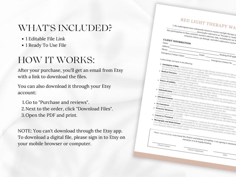 Red Light Therapy Waiver Template: Client Consent Form (PDF) - Etsy