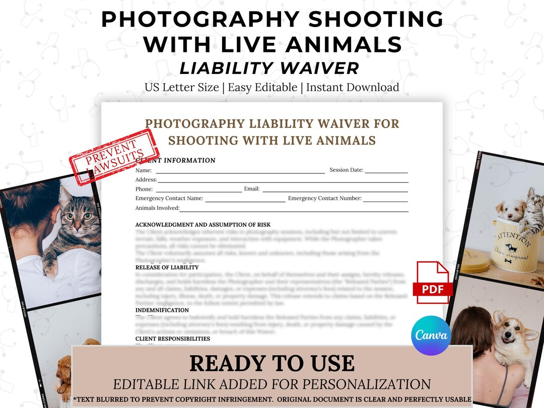 Photography Liability Waiver Template: Live Animal Sessions (canva ...