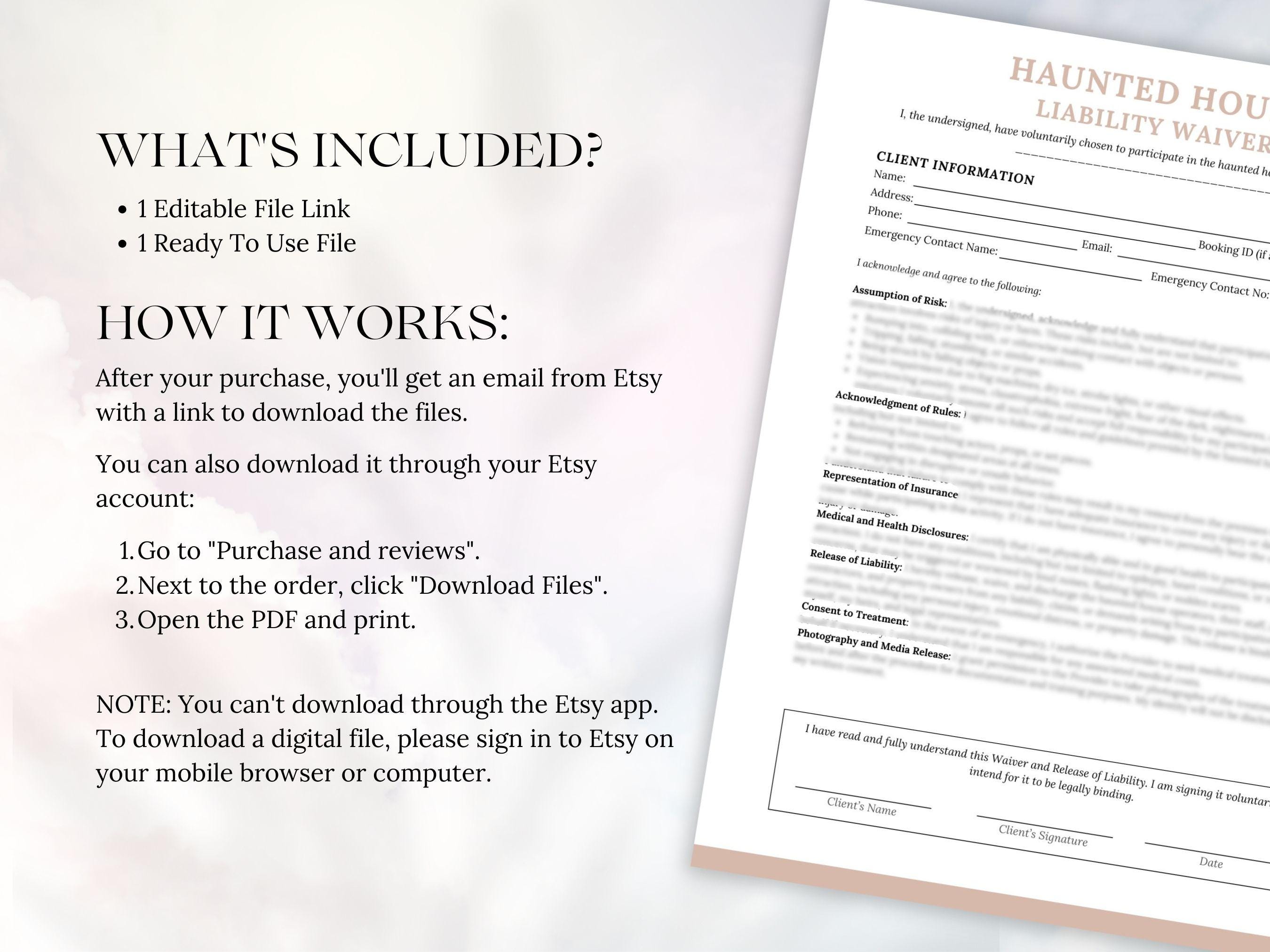 Haunted House Liability Waiver Template: Editable Consent Form (digital Download) - Etsy