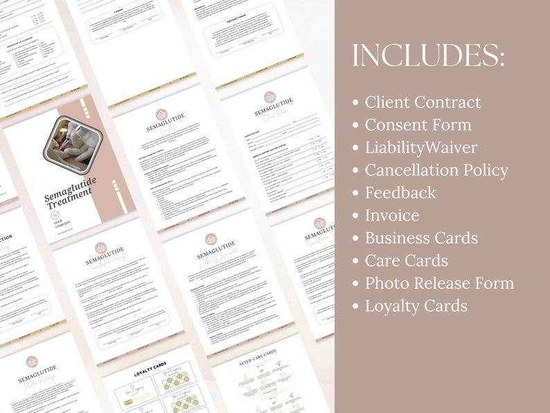 Semaglutide Treatment Form Bundle: Editable Injection Forms (digital ...
