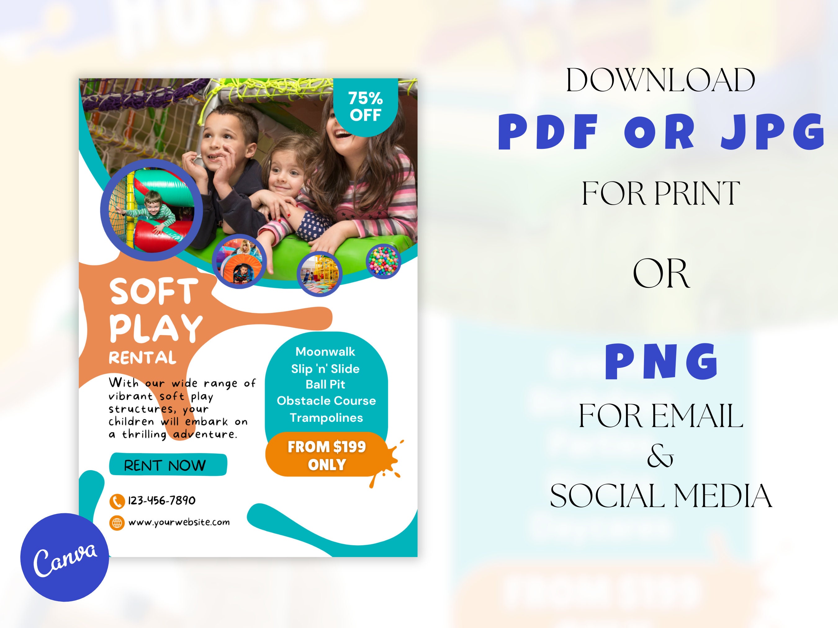 Soft Play Rental Flyer Indoor Playground Ball Pit Rental Flier Bounce ...