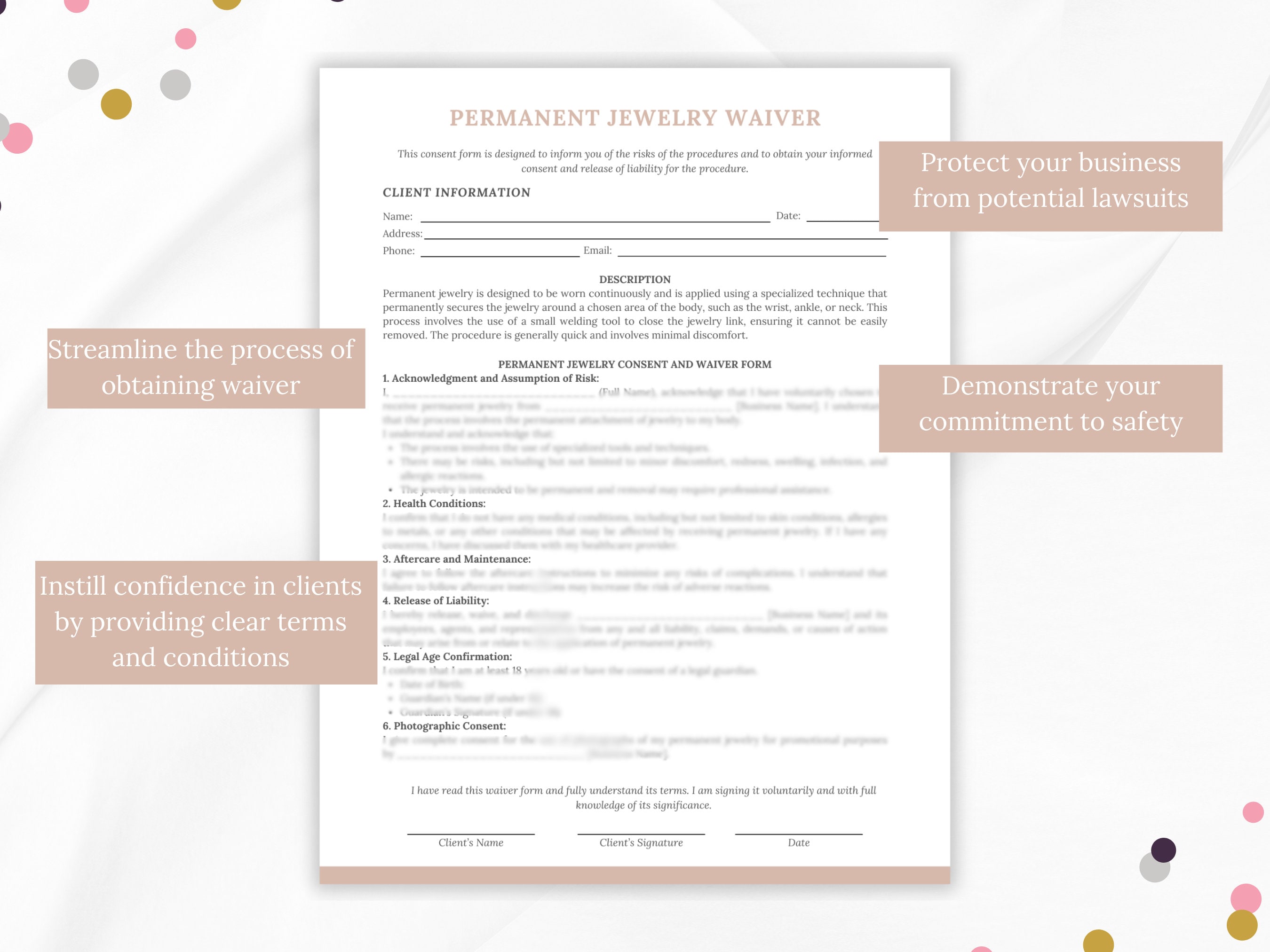 Permanent Jewelry Waiver Template: Editable Consent Form (digital ...