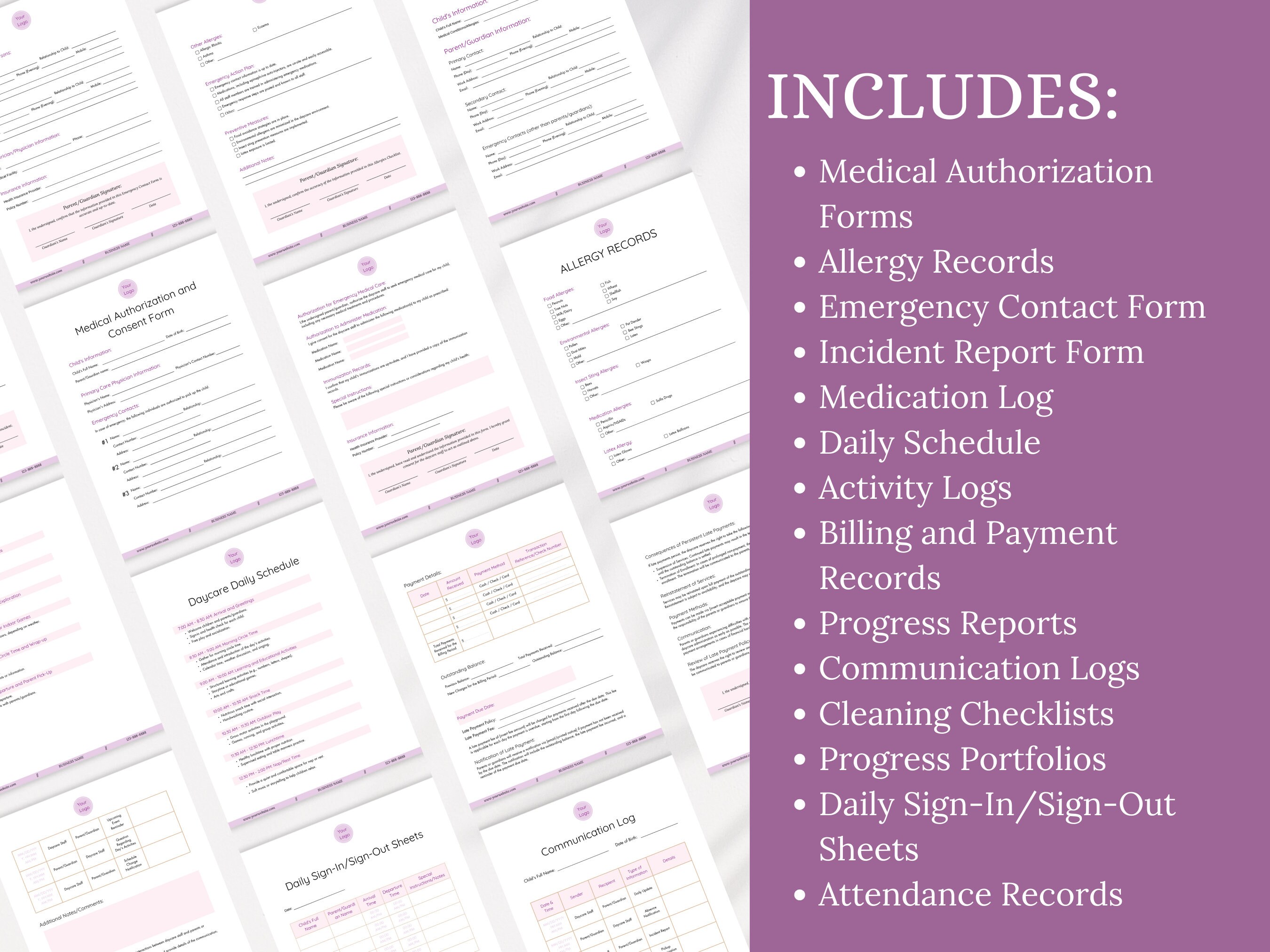 Daycare Business Starter Kit, Complete Daycare Forms Bundle, Printable ...