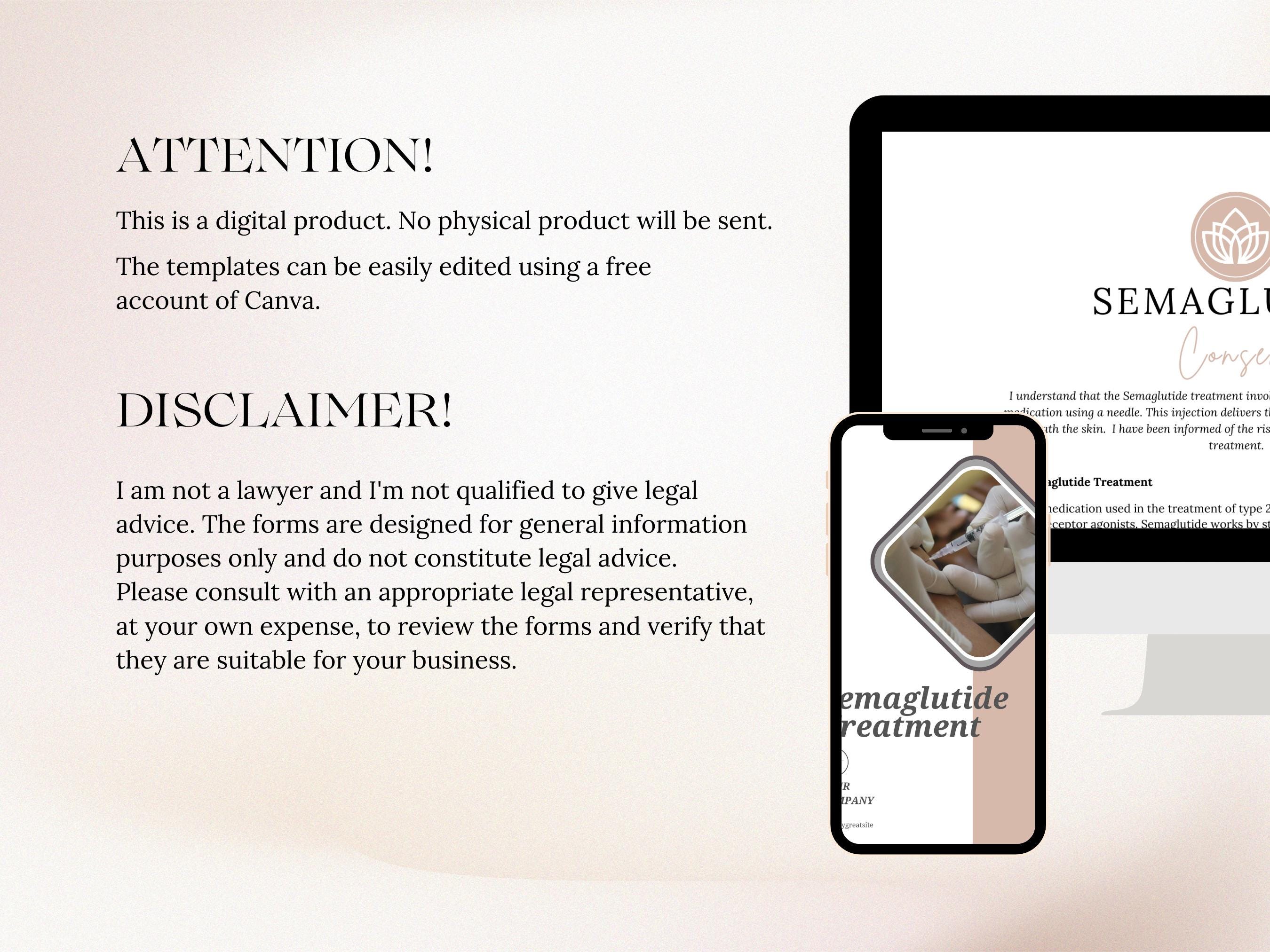 Semaglutide Treatment Form Bundle: Editable Injection Forms (digital ...