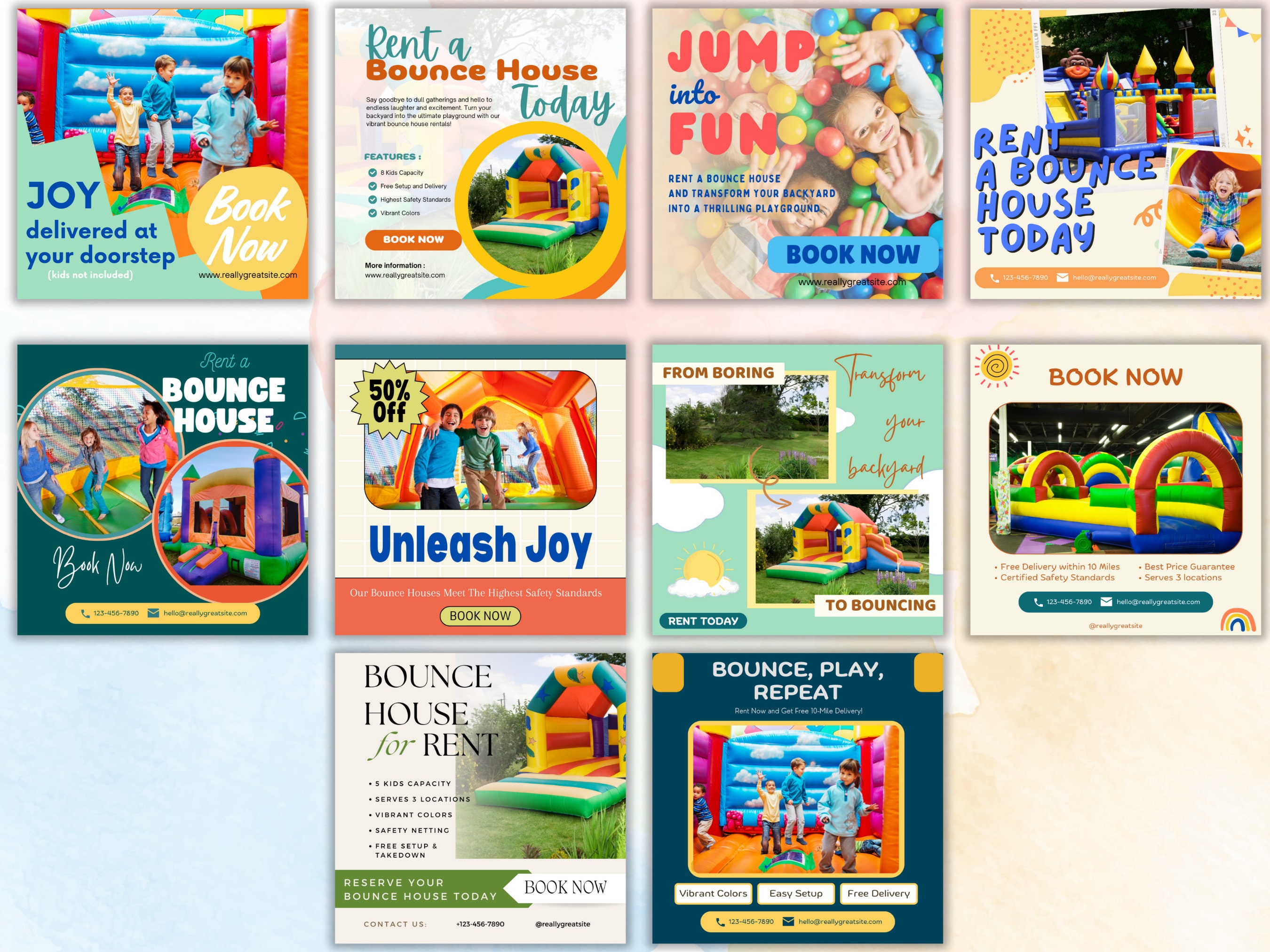 Bounce House Rental Ads: Marketing Templates for Facebook, Instagram ...