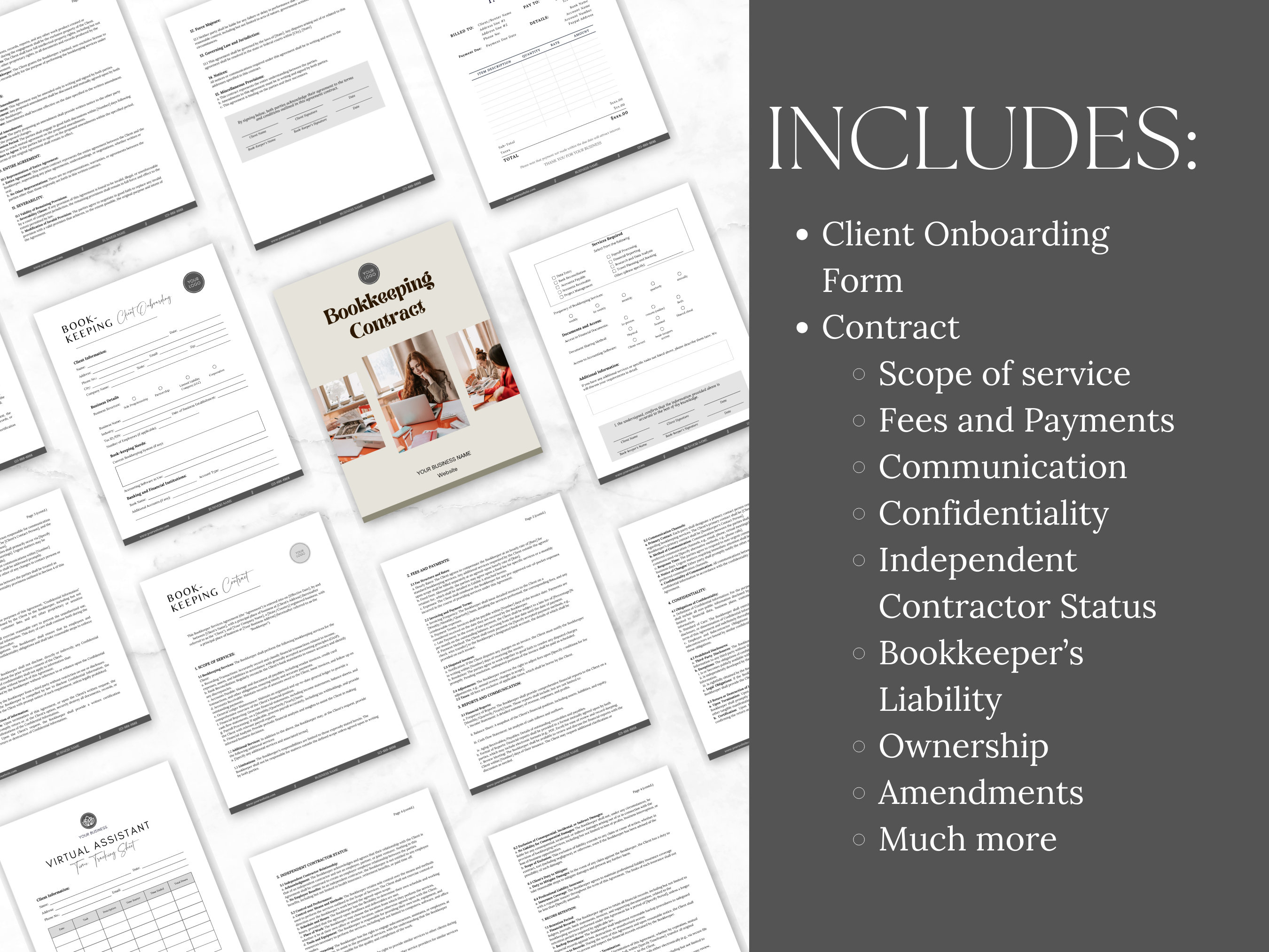 Editable Bookkeeping Contract Template: Freelancer Accounting Service ...