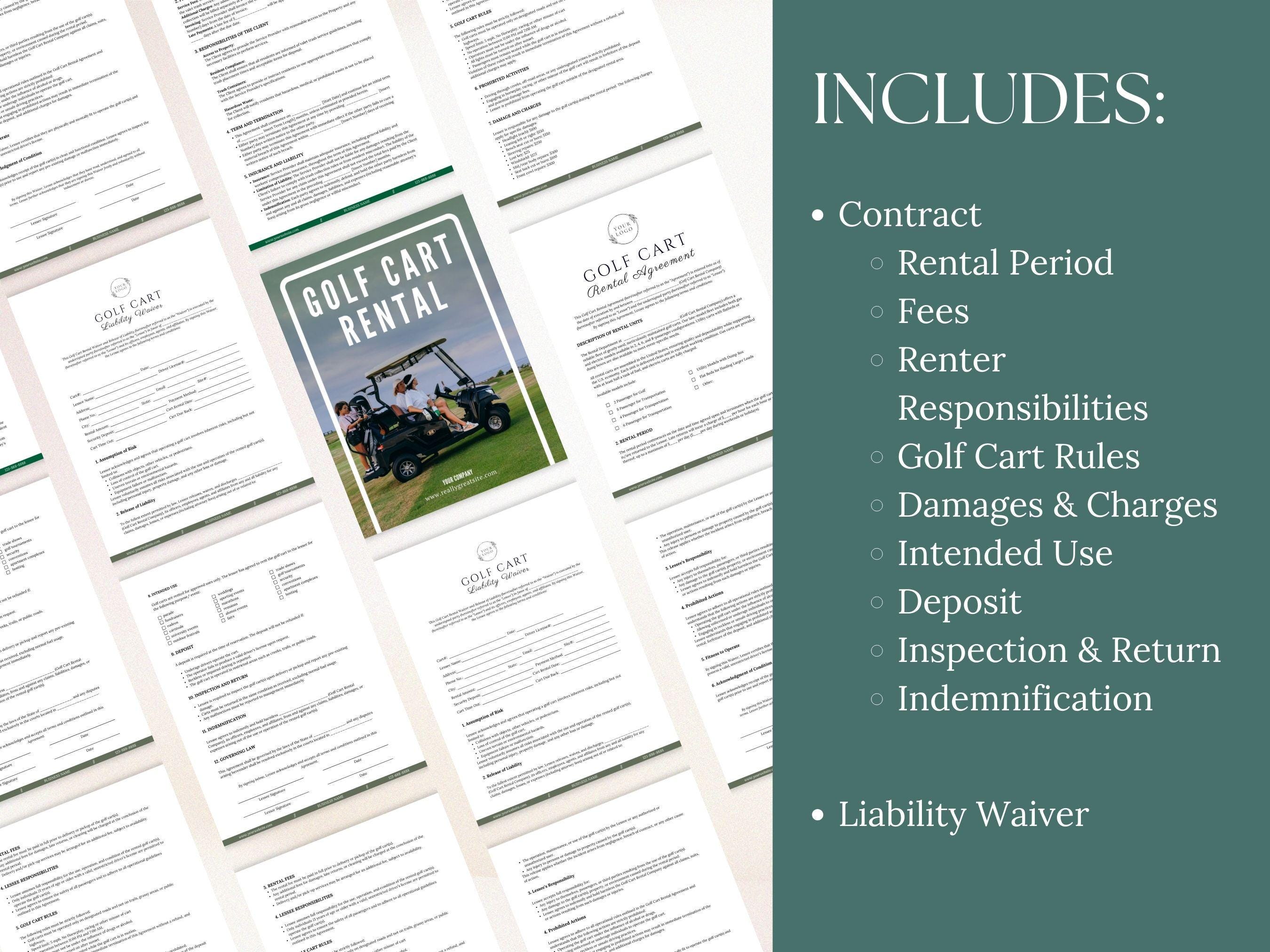 Customizable Golf Cart Rental Contract, Electric, Flat Bed Fleet Rental ...