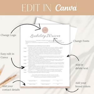 Liability Waiver Template: All Purpose, Editable in Canva (digital ...