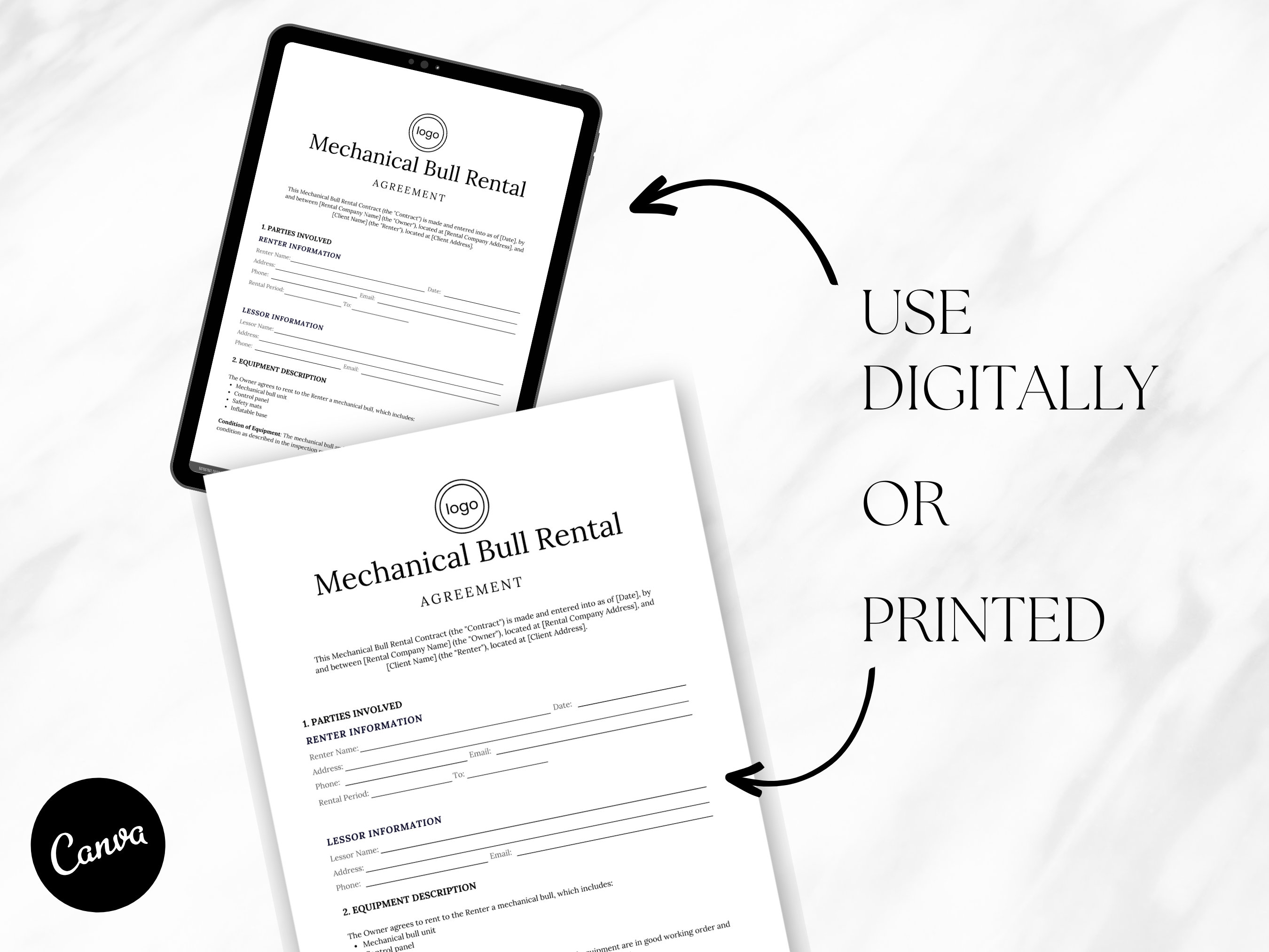 Mechanical Bull Rental Agreement Template: Liability Waiver & Safety ...