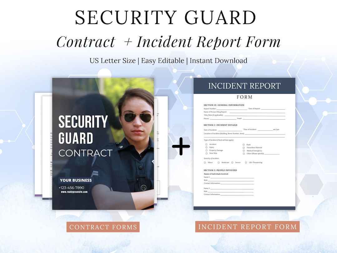 Security Guard Contract Template With Incident Report (editable, US Letter) - Etsy