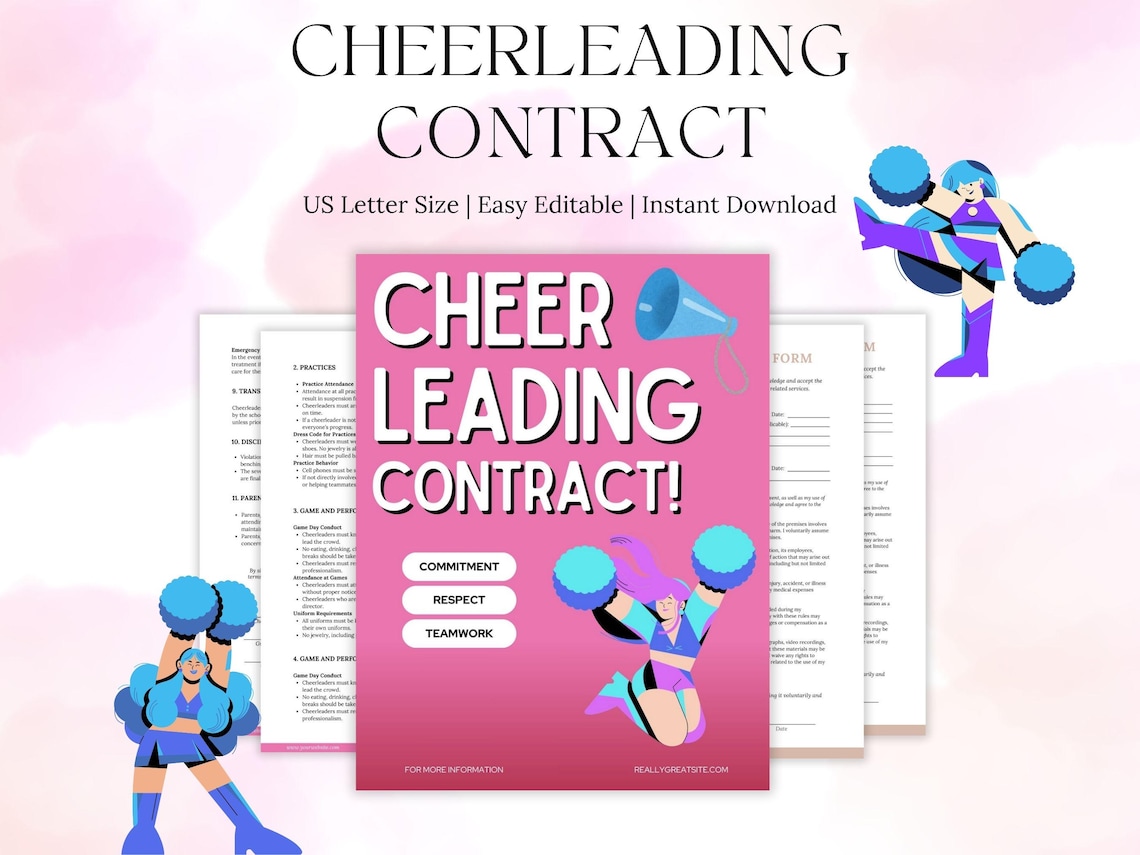 Cheerleading Contract Template: High School Program (digital Download ...