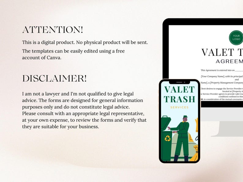 Valet Trash Contract Template: HOA & Apartment Services (digital ...