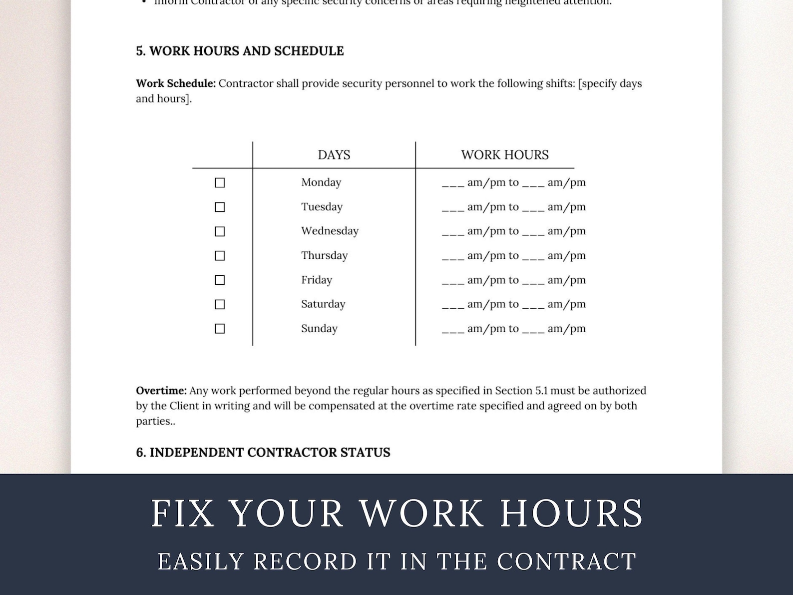 Security Guard Contract Template With Incident Report (editable, US ...