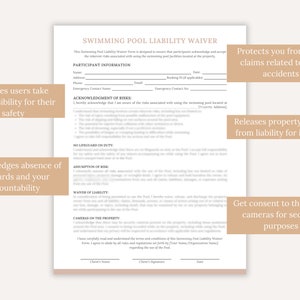 Swimming Pool Liability Waiver Template: Customizable Pool Rental ...
