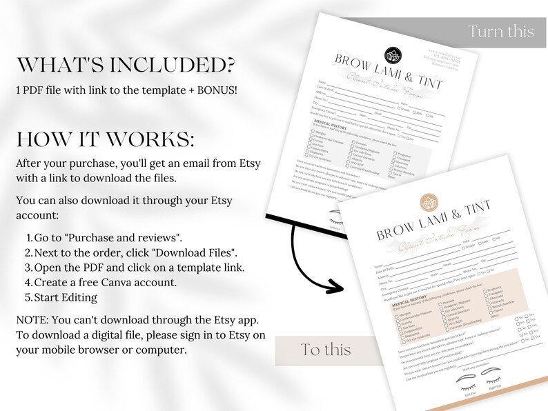 Editable Brow Lamination and Tint Forms Bundle Eyebrow Consent Form ...