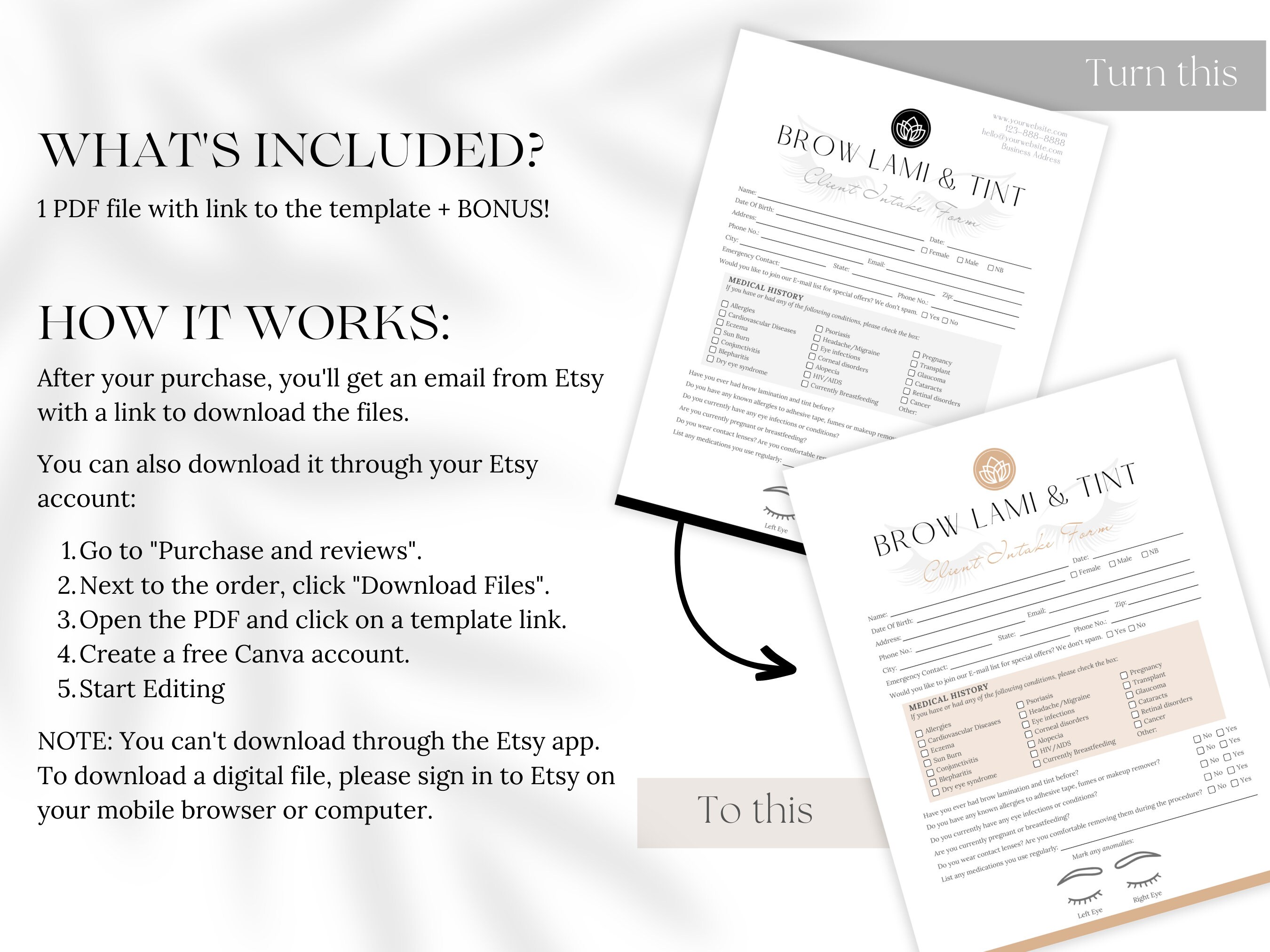 Editable Brow Lamination and Tint Forms Bundle Eyebrow Consent Form ...