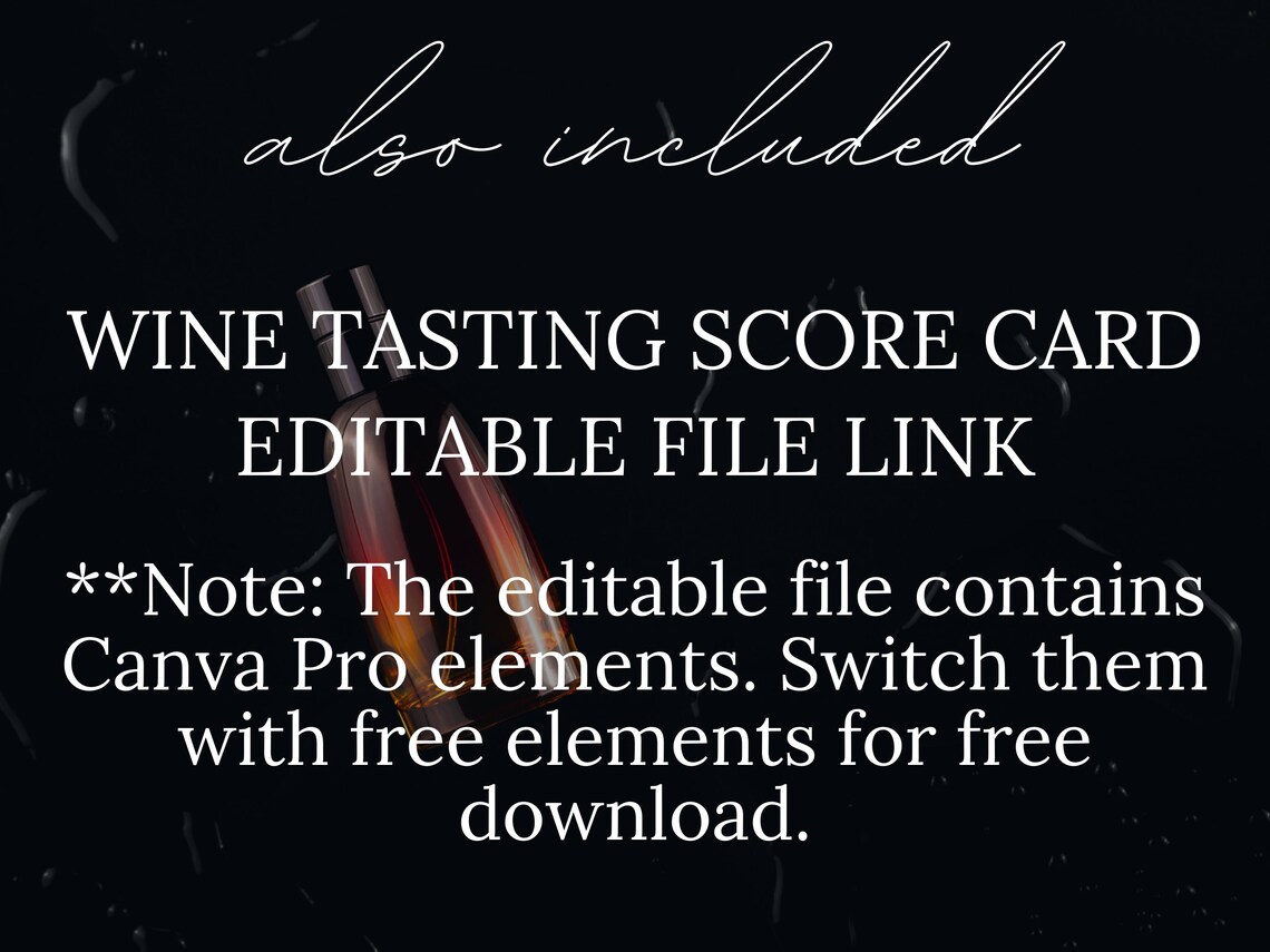 Printable Wine Tasting Score Cards, 3 Elegant Designs to Choose From ...
