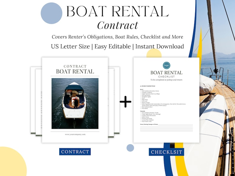 Boat Rental Agreement Template: Yacht, Jet Ski, Pontoon (canva Editable ...