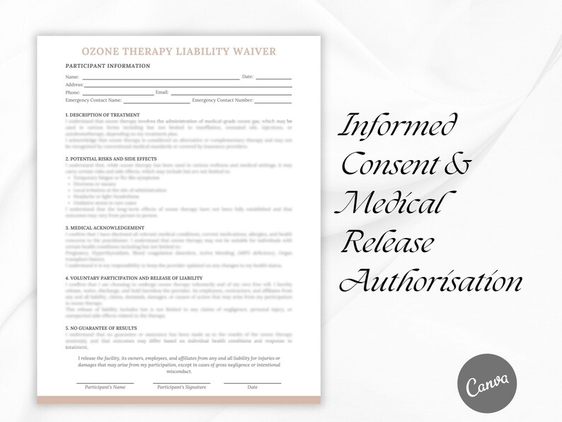Ozone Therapy Liability Waiver Template: Client Consent Form (PDF ...
