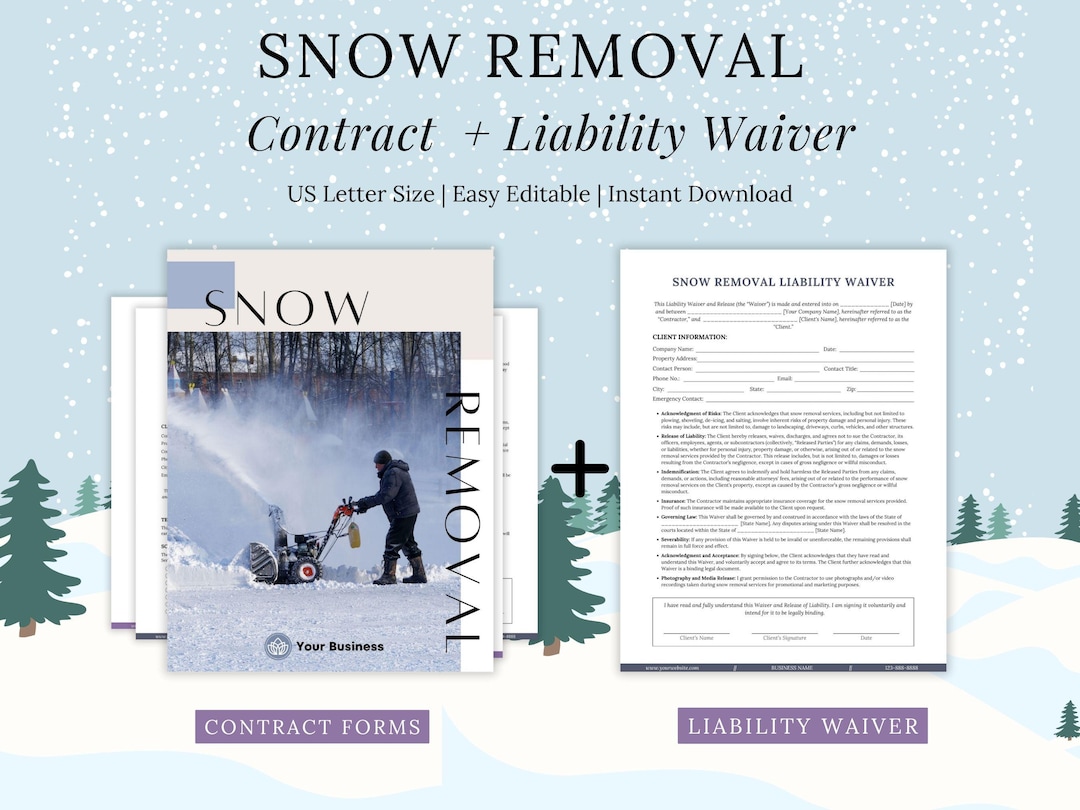 Editable Snow Removal Contract Template: Plowing & De-icing (digital ...
